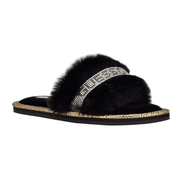 Guess | Shoes | Guess Womens Slippy Faux Fur Rhinestone Slide Slippers ...